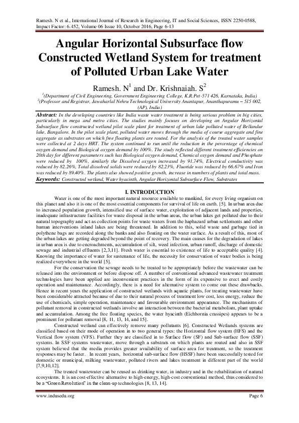 (PDF) Angular Horizontal Subsurface flow Constructed Wetland System for treatment of Polluted ...