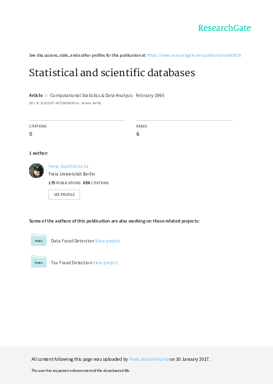 (PDF) Statistical and scientific databases