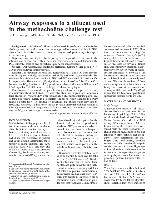 (PDF) Airway responses to a diluent used in the methacholine challenge test