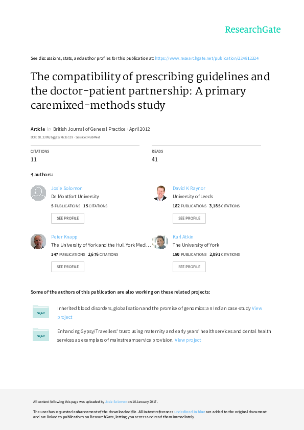 (PDF) The compatibility of prescribing guidelines and the doctor ...