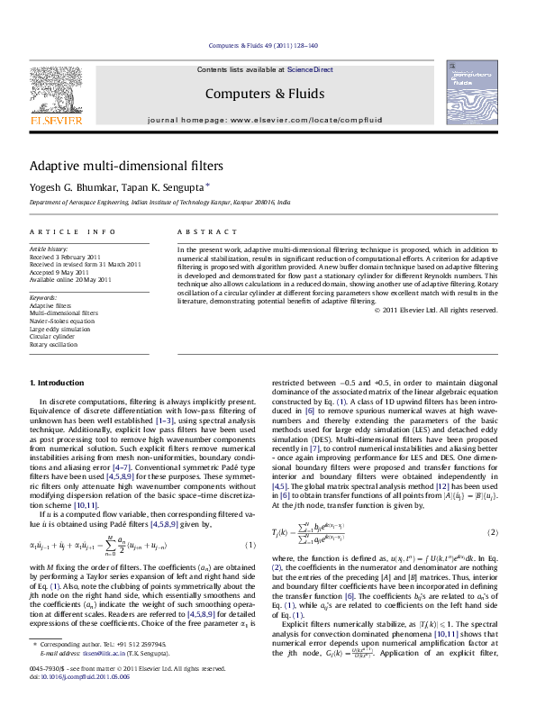 (PDF) Adaptive Multi-dimensional Filters