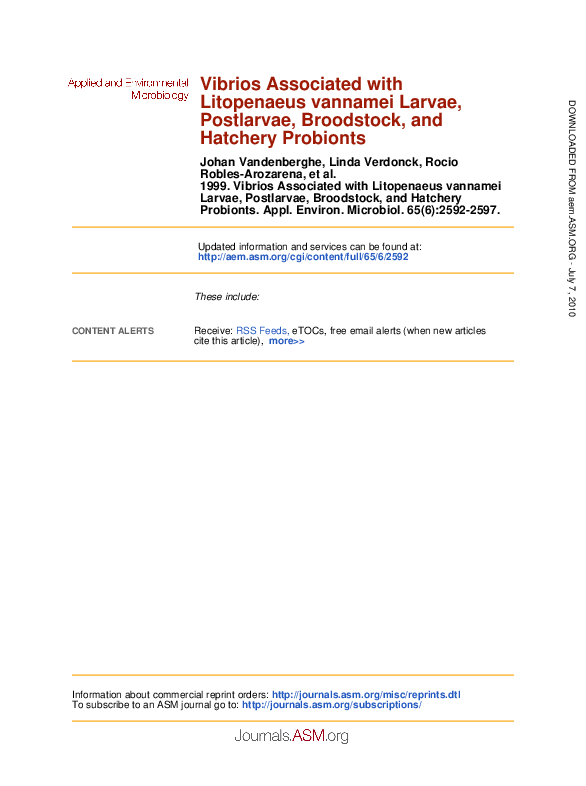 (PDF) Vibrios Associated with Litopenaeus vannamei Larvae Postlarvae ...
