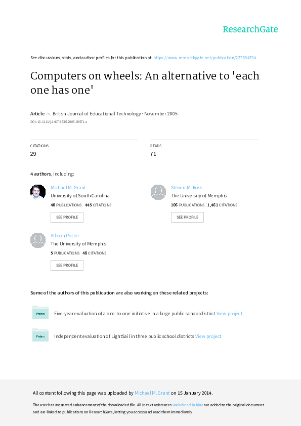(PDF) Computers on wheels: An alternative to 'each one has one'