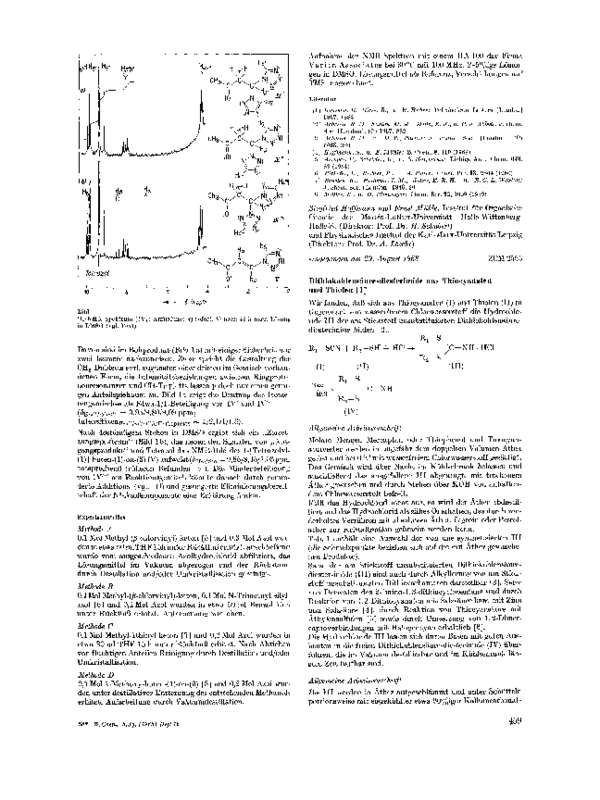 (PDF) Dithiokohlensäure-diesterimide aus Thiocyanaten und Thiolen [1]