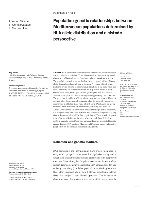 (PDF) Population genetic relationships between Mediterranean ...