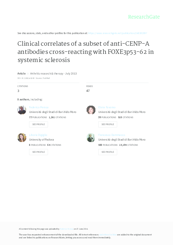(PDF) Clinical correlates of a subset of anti-CENP-A antibodies cross ...