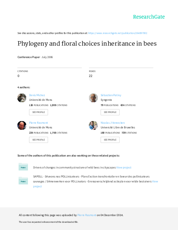 (PDF) Phylogeny and floral choices inheritance in bees