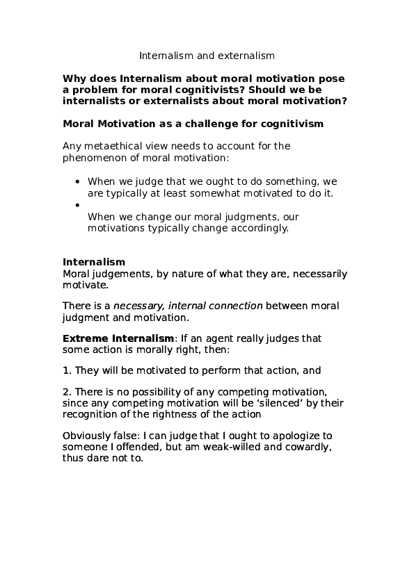 (DOC) Internalism and externalism