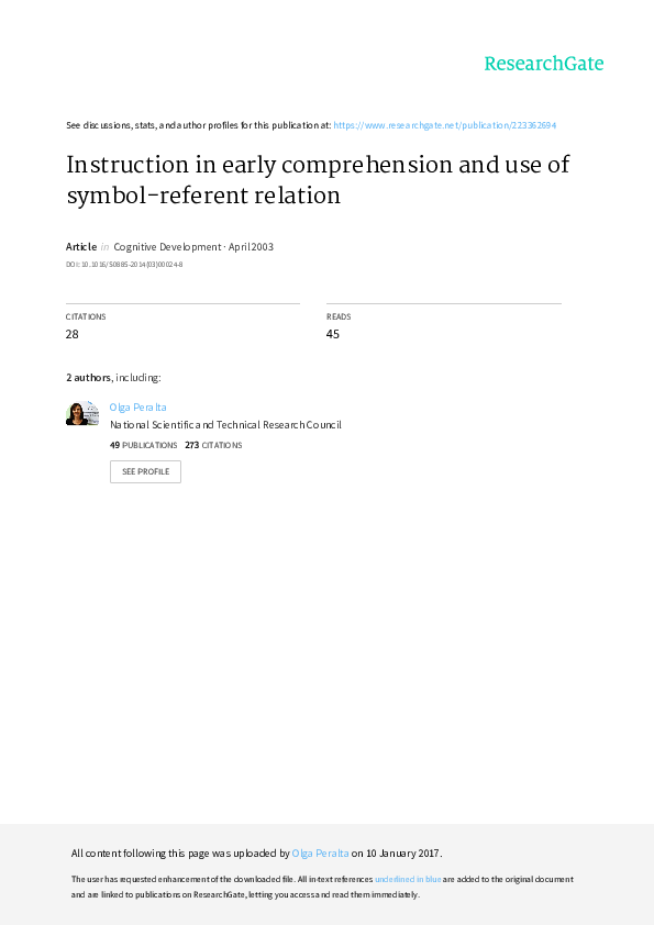 (PDF) Instruction in early comprehension and use of a symbol-referent ...