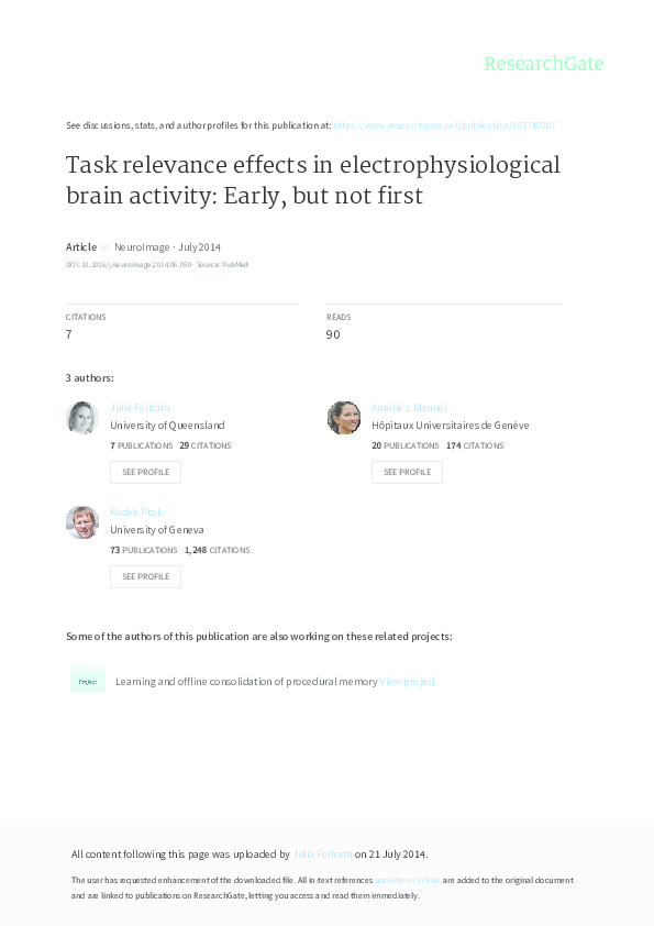 (PDF) Task relevance effects in electrophysiological brain activity: early, but not first