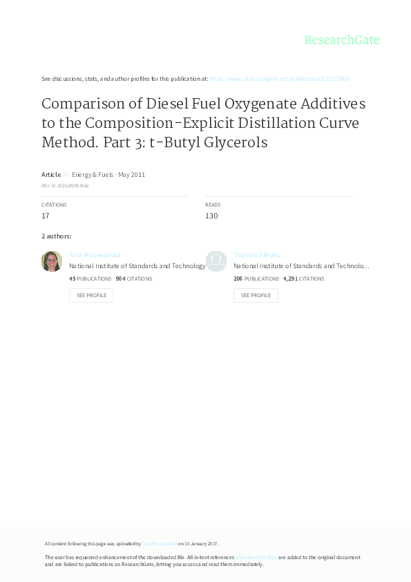 (PDF) Comparison of Diesel Fuel Oxygenate Additives to the Composition ...