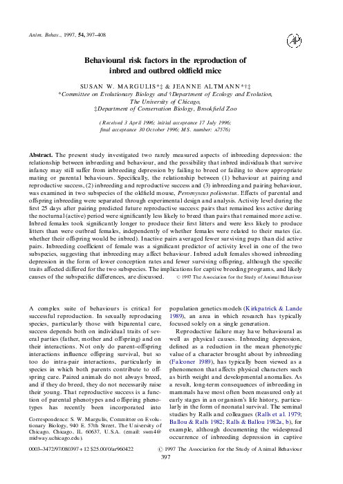 (PDF) Behavioural risk factors in the reproduction of inbred and ...
