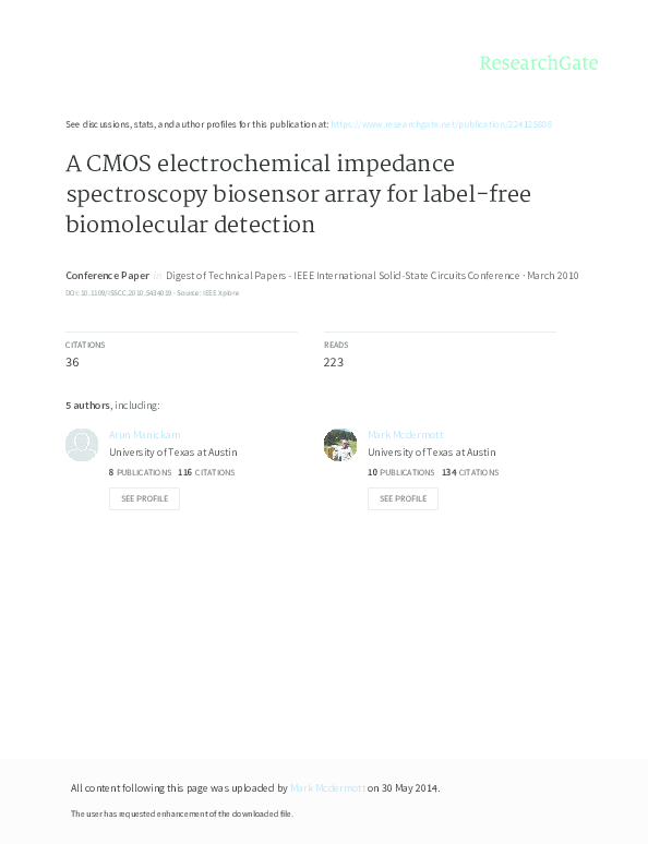 (PDF) A CMOS electrochemical impedance spectroscopy biosensor array for label-free biomolecular ...