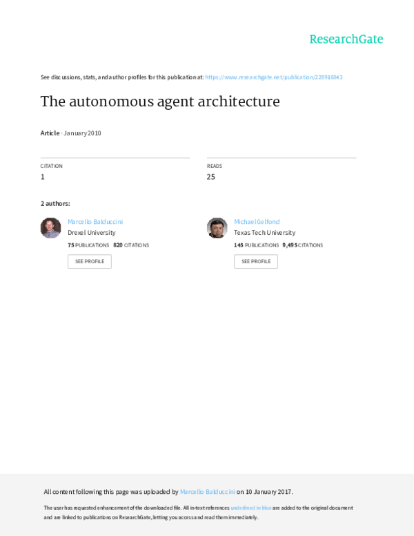 (PDF) The autonomous agent architecture