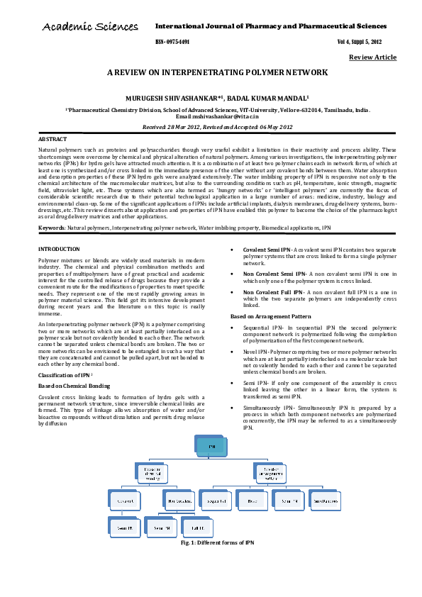 (PDF) A REVIEW ON INTERPENETRATING POLYMER NETWORK