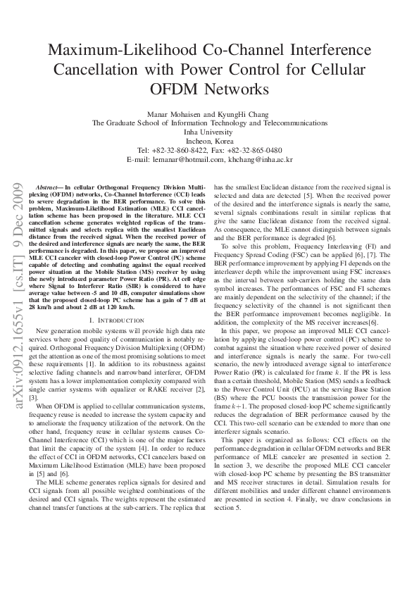 (PDF) Maximum-likelihood co-channel interference cancellation with power control for cellular ...
