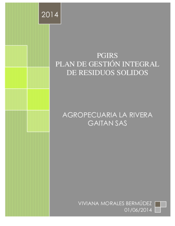 (PDF) PGIRS PLAN DE GESTIÓN INTEGRAL DE RESIDUOS SOLIDOS | Zteven David - Academia.edu
