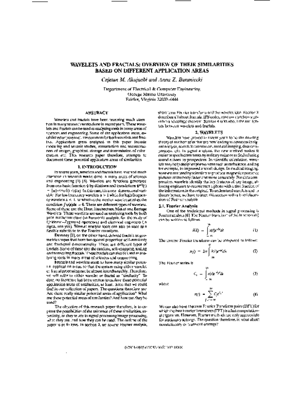 (PDF) Wavelets and fractals: overview of their similarities based on different application areas