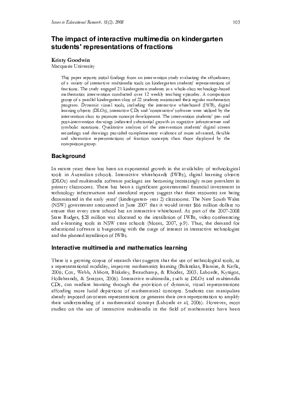 (PDF) The Impact of Interactive Multimedia on Kindergarten Students