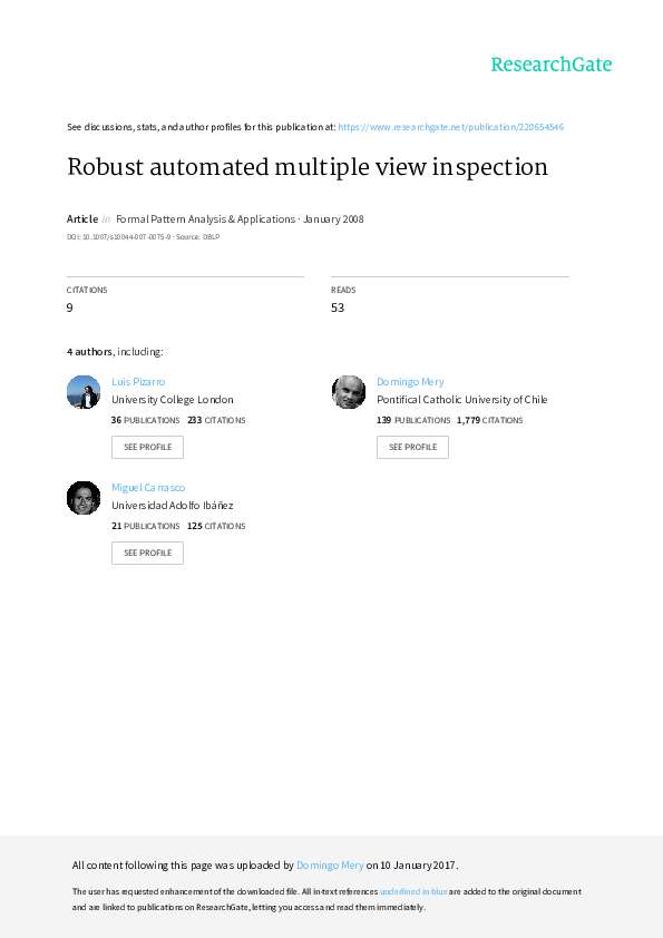 (PDF) Robust automated multiple view inspection