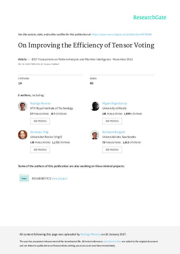 (PDF) On improving the efficiency of tensor voting
