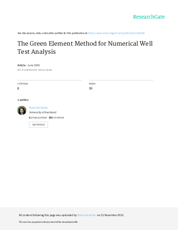 (PDF) The Green Element Method for Numerical Well Test Analysis