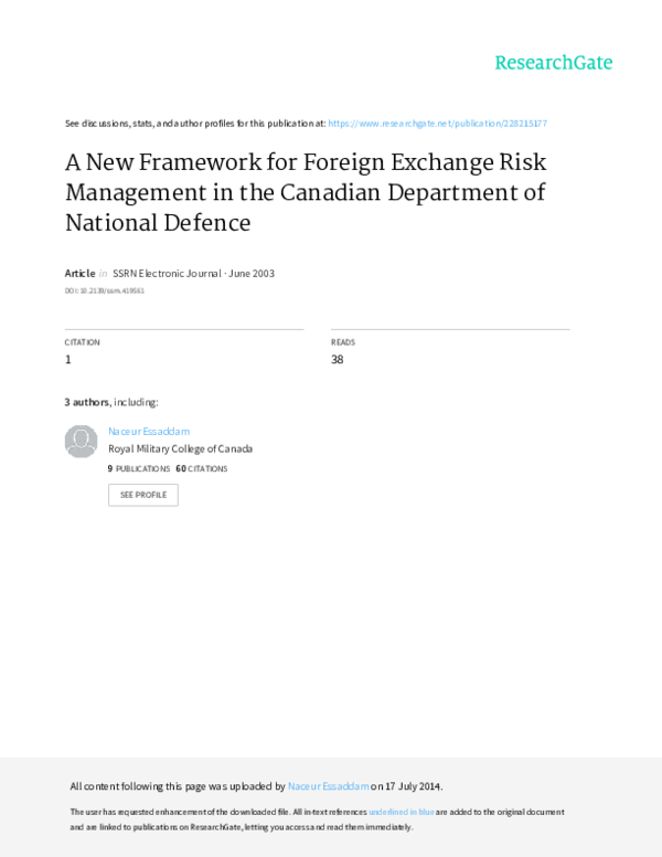 (PDF) A New Framework for Foreign Exchange Risk Management in the ...