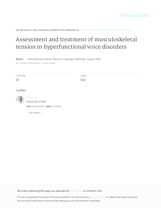 (PDF) Assessment and treatment of musculoskeletal tension in ...