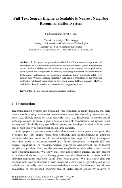 Pdf Full Text Search Engine As Scalable K Nearest Neighbor