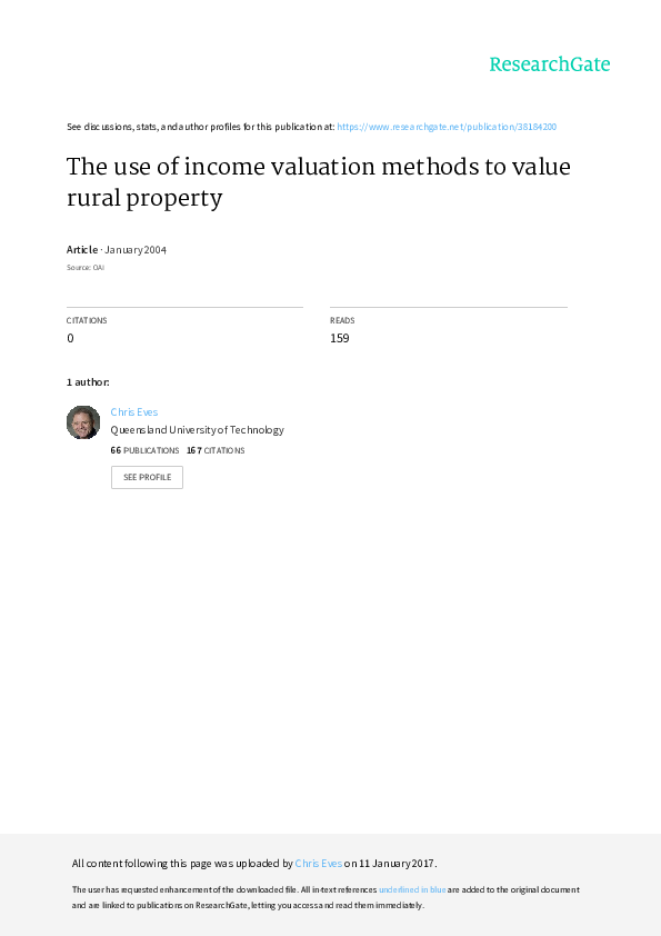 (PDF) The use of income valuation methods to value rural property