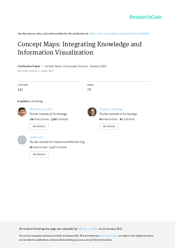 (PDF) Concept maps: Integrating knowledge and information visualization
