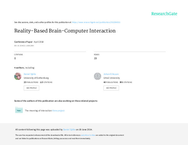 (PDF) Reality-based brain-computer interaction