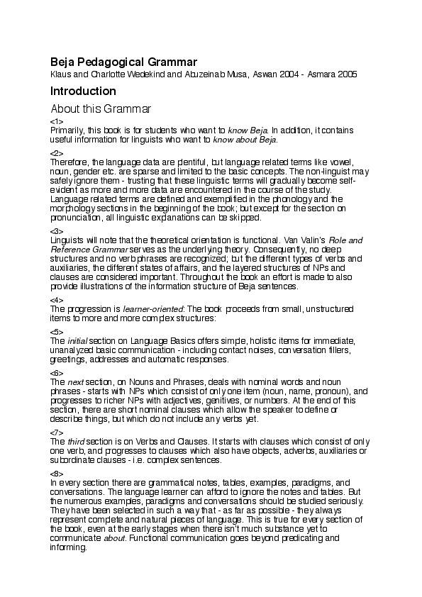 (PDF) Beja Pedagogical Grammar