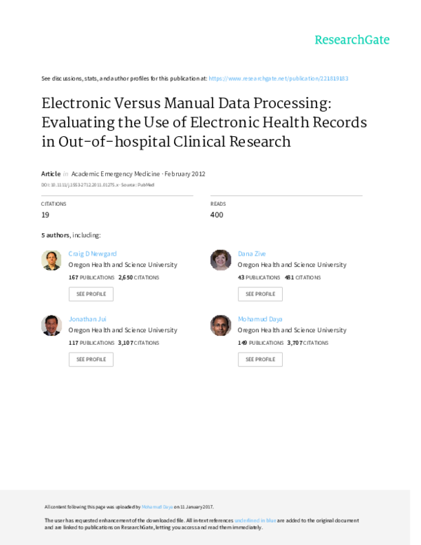 (PDF) Electronic Versus Manual Data Processing: Evaluating the Use of ...