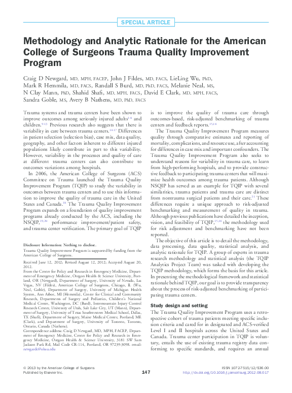 (PDF) Methodology and Analytic Rationale for the American College of ...