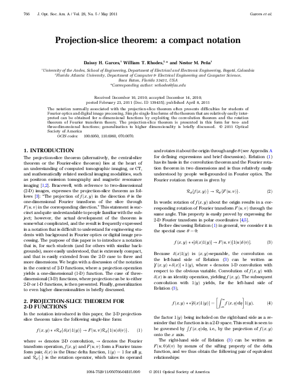 (PDF) Projection-slice theorem: a compact notation