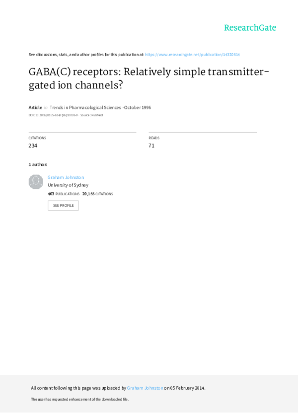 (PDF) GABAc receptors: relatively simple transmitter-gated ion channels?