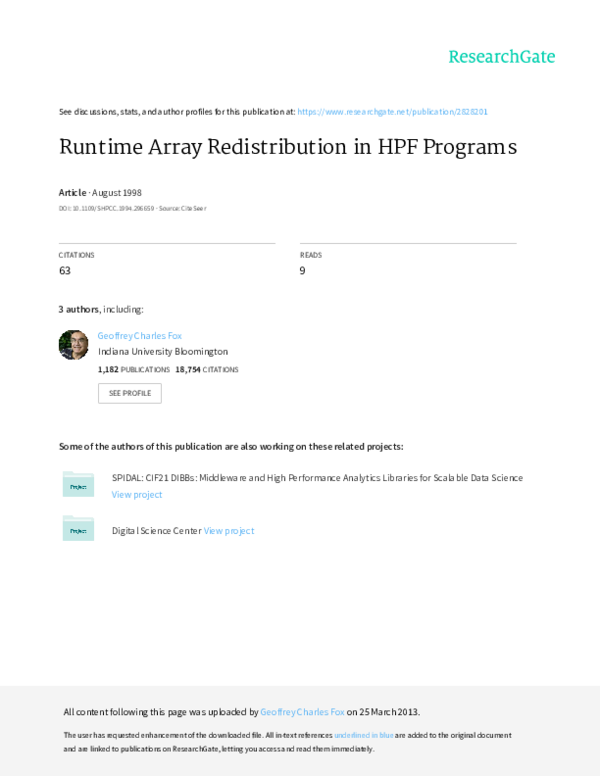 (PDF) Runtime array redistribution in HPF programs