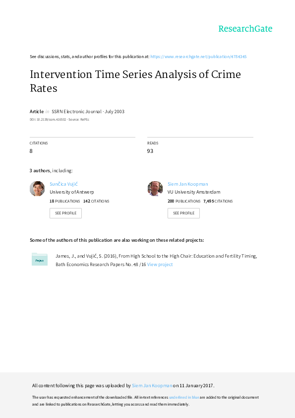 (PDF) Intervention time series analysis of crime rates