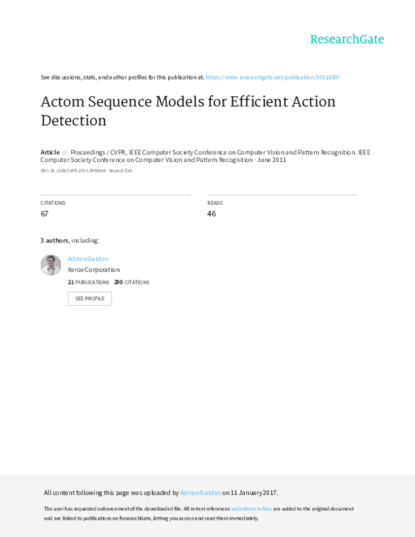 (PDF) Actom Sequence Models for Efficient Action Detection