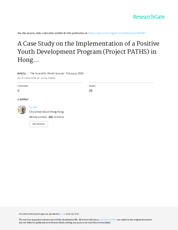 (PDF) A case study on the implementation of a positive youth ...