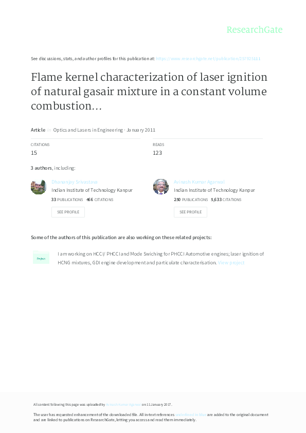 (PDF) Flame kernel characterization of laser ignition of natural gas ...