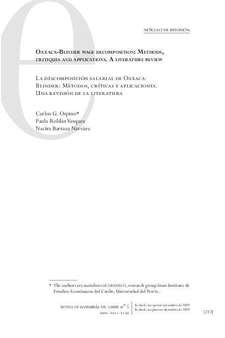 (PDF) Oaxaca-Blinder wage decomposition: methods, critiques and ...