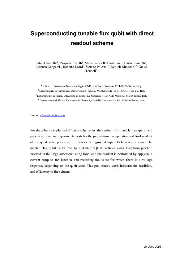 (PDF) Superconducting tunable flux qubit with direct readout scheme