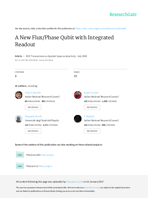 (PDF) Integrated Readout in Flux/Phase Qubits