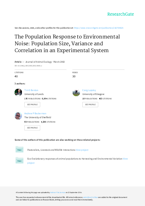(PDF) The population response to environmental noise: population size ...