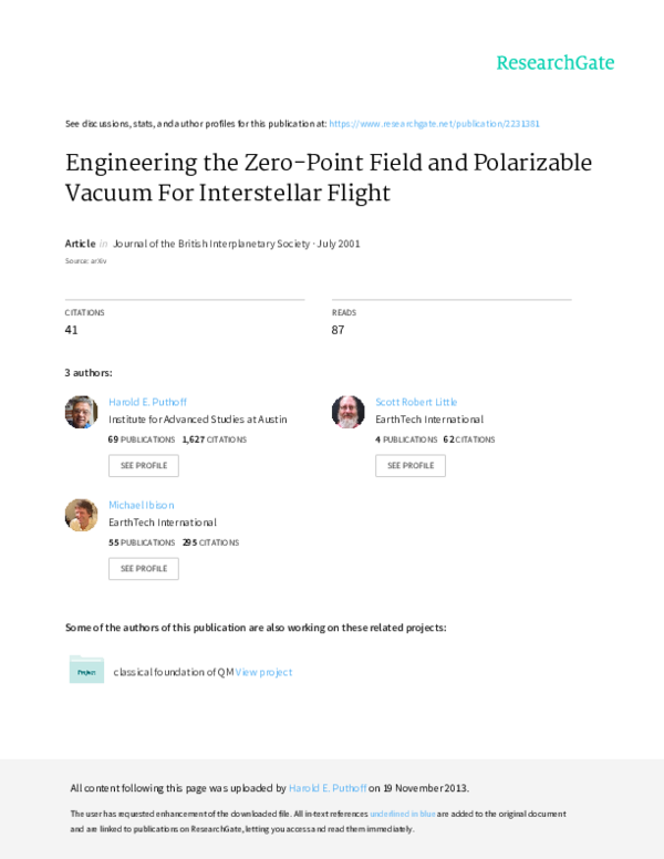 (PDF) Engineering the Zero-Point Field and Polarizable Vacuum For Interstellar Flight