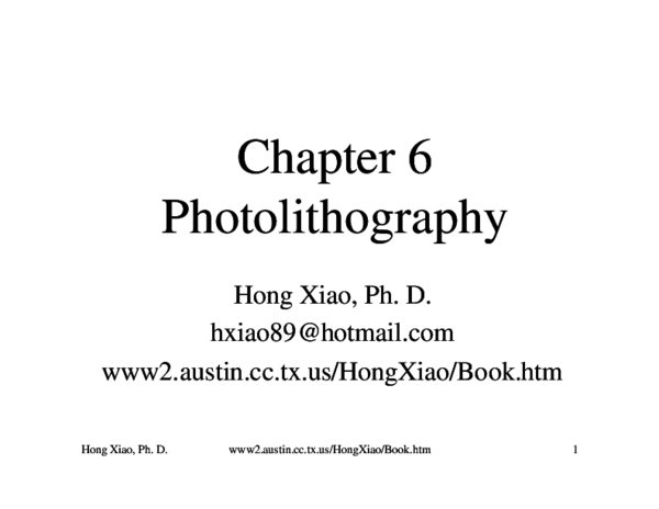 (PDF) Chapter 6 Photolithography
