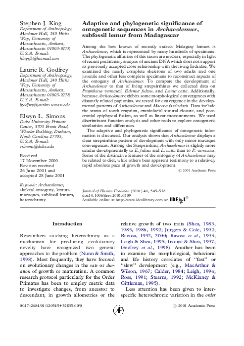 (PDF) Adaptive and phylogenetic significance of ontogenetic sequences ...