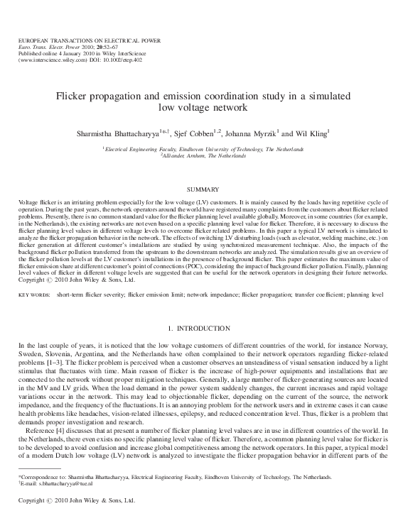 (PDF) Flicker propagation and emission coordination study in a ...